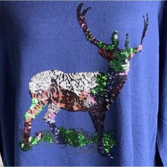 Boden | Sweaters | Boden Navy Blue Sequin Deer Sweater | Poshmark